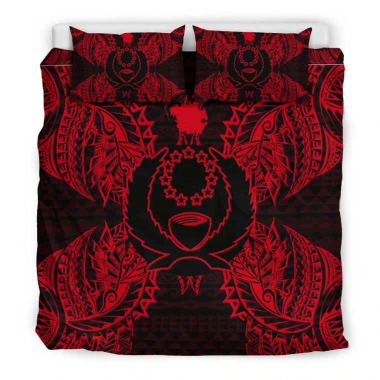 Polynesian Bedding Set Pohnpei Duvet Cover Set Map Red