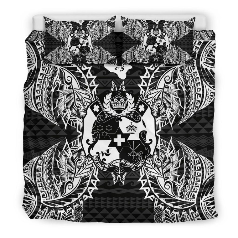 Polynesian Bedding Set Tonga Duvet Cover Set Map Black