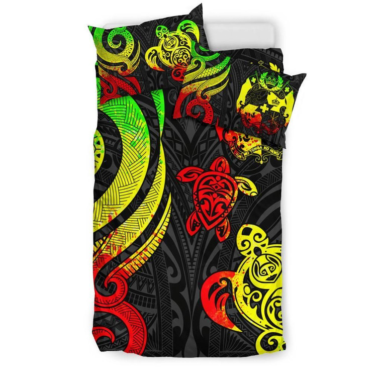 Tonga Polynesian Bedding Set Reggae Tentacle Turtle
