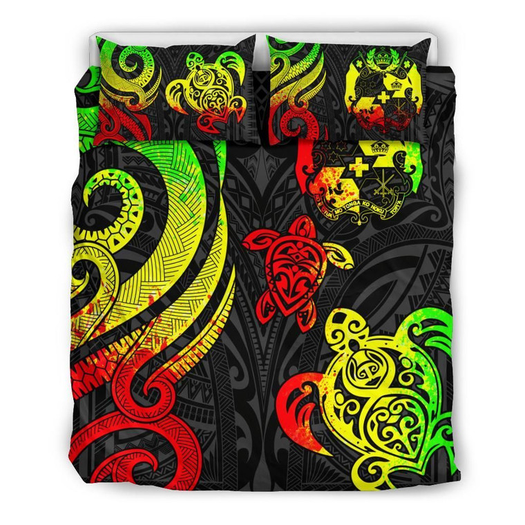 Tonga Polynesian Bedding Set Reggae Tentacle Turtle