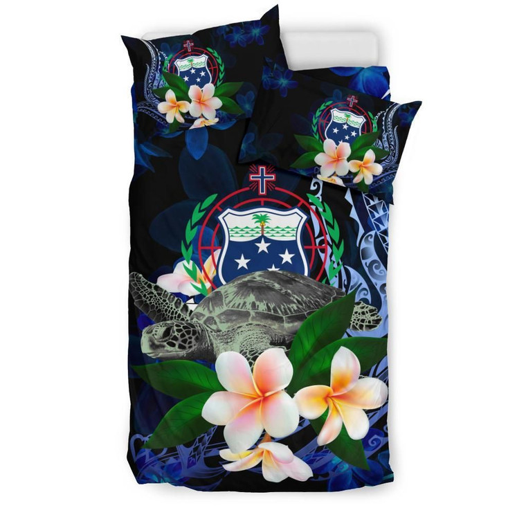 Samoa Polynesian Bedding Set Turtle With Plumeria Flowers