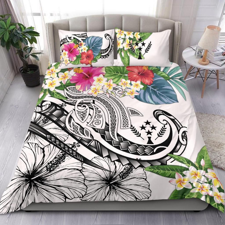 Kosrae Polynesian Bedding Set Summer Plumeria White