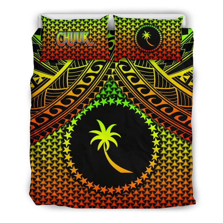 Polynesian Chuuk Bedding Set Reggae Vintage Polynesian Patterns