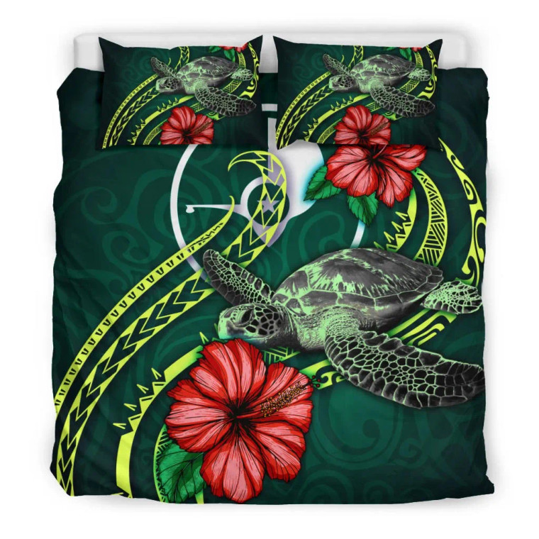 Polynesian Bedding Set Yap Micronesia Duvet Cover Set Green Turtle