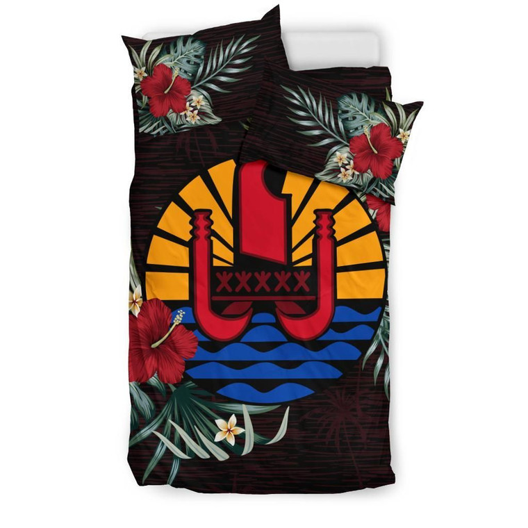 Tahiti Duvet Cover Set Tahiti Flag Hibiscus