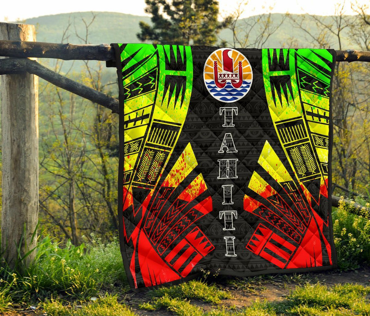 Tahiti Premium Quilt Tahiti Flag Polynesian Reggae Tattoo