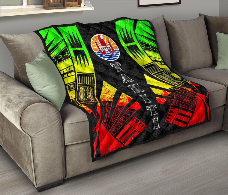 Tahiti Premium Quilt Tahiti Flag Polynesian Reggae Tattoo