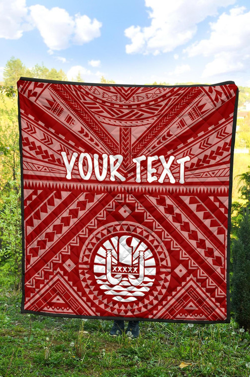 Tahiti Personalised Premium Quilt Tahiti Seal In Polynesian Tattoo