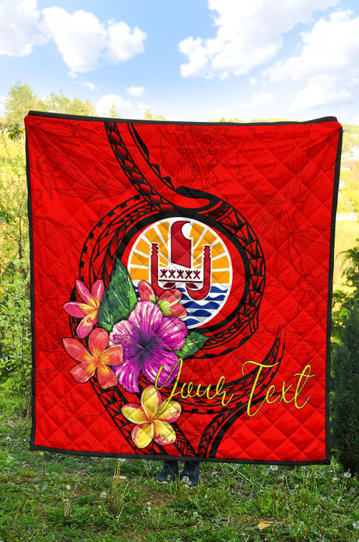 Tahiti Polynesian Custom Personalised Premium Quilt Floral With Seal Red