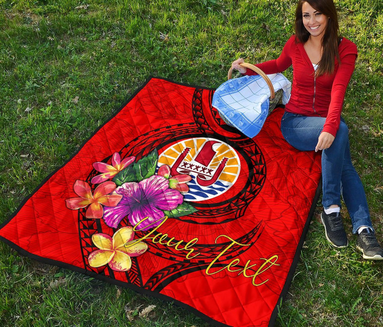 Tahiti Polynesian Custom Personalised Premium Quilt Floral With Seal Red