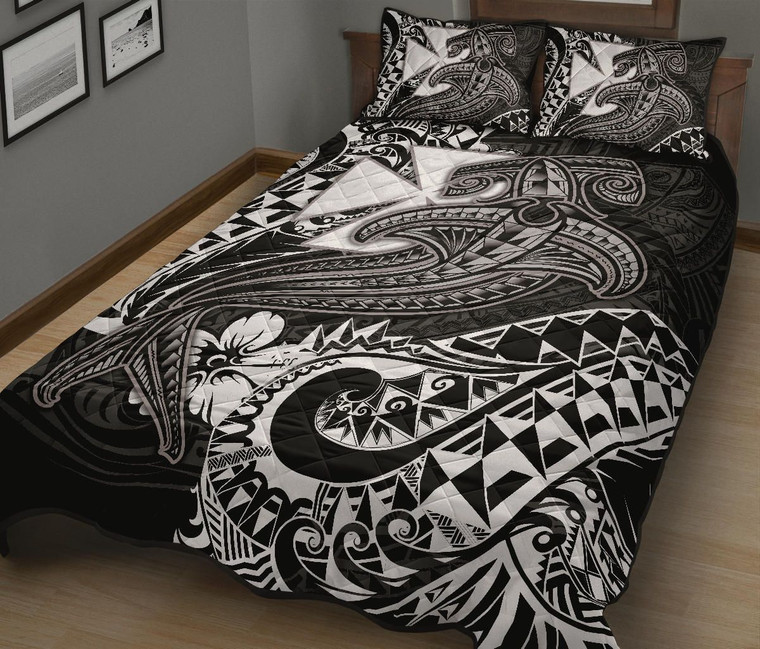 Polynesian Wallis And Futuna Quilt Bed Set White Shark Polynesian Tattoo