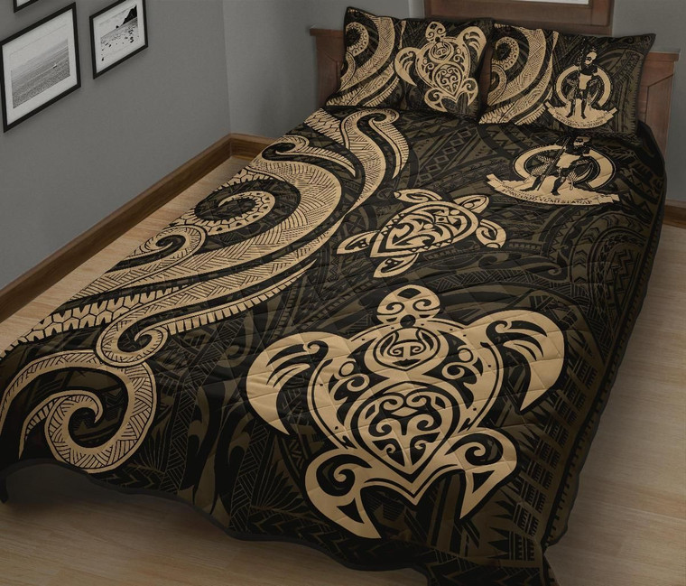 Vanuatu Quilt Bed Set Gold Tentacle Turtle