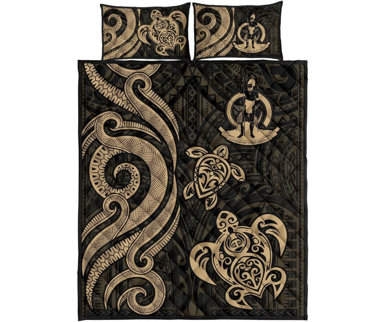 Vanuatu Quilt Bed Set Gold Tentacle Turtle