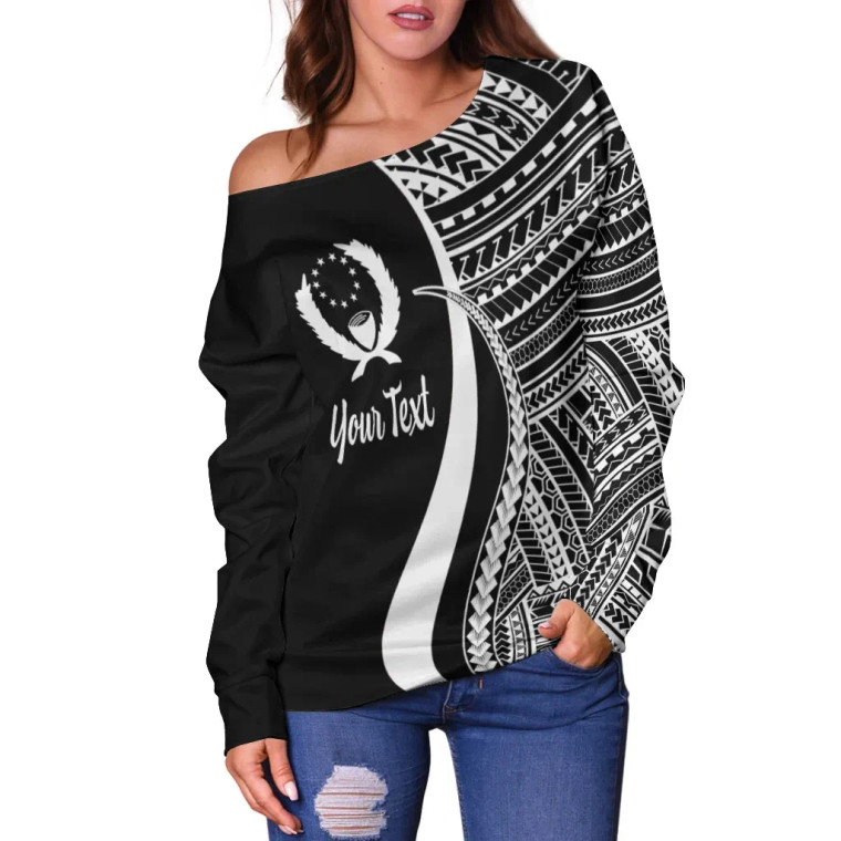 Pohnpei Custom Personalised Women Off Shoulder Sweater White