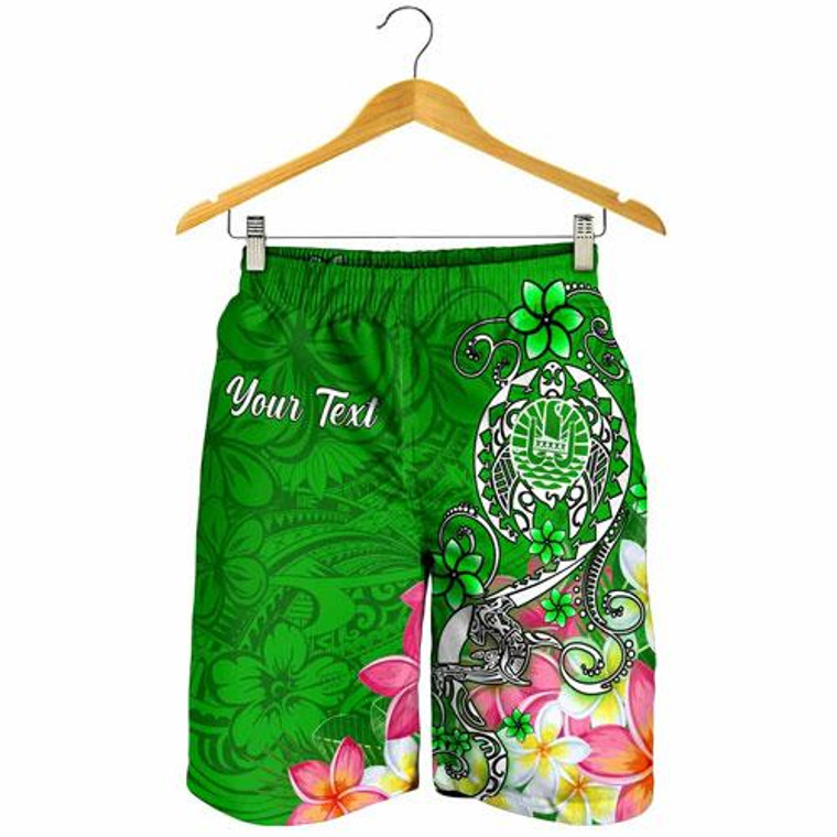 Tahiti Custom Personalised Men Shorts Turtle Plumeria Green