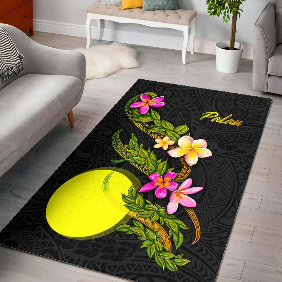 Palau Polynesian Area Rug Plumeria Tribal