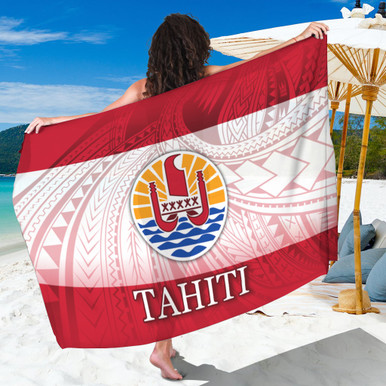 Tahiti Flag Color With Traditional Patterns Sarong