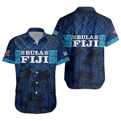 Fiji Short Sleeve Shirt - Custom Bula Fiji Masi Palm Tree Design