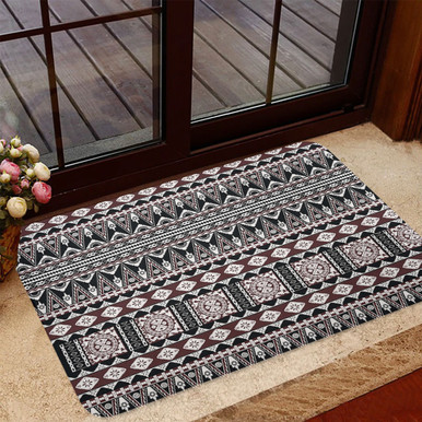Fiji Door Mat Bula Fiji Masi Motif Brown Color Design