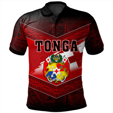 Tonga Polo Shirt Tapa Ngatu Nesian Island Matching Flag Grunge