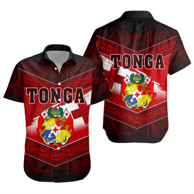 Tonga Short Sleeve Shirt Tapa Ngatu Nesian Island Matching Flag Grunge