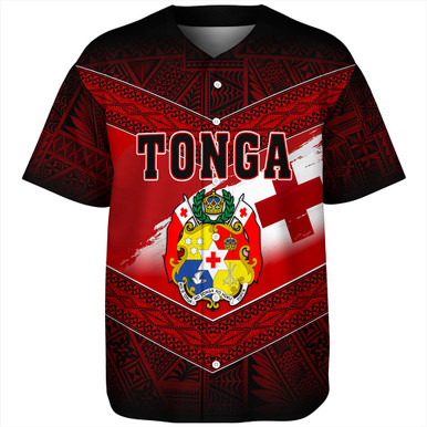 Tonga Baseball Shirt Tapa Ngatu Nesian Island Matching Flag Grunge