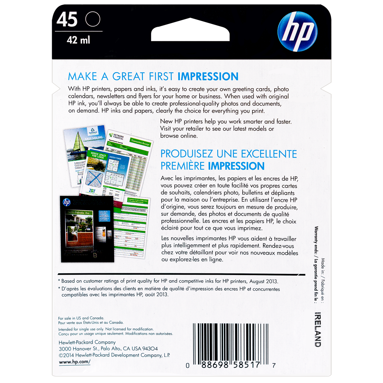 Original HP 45 Black Ink Cartridge (51645A)