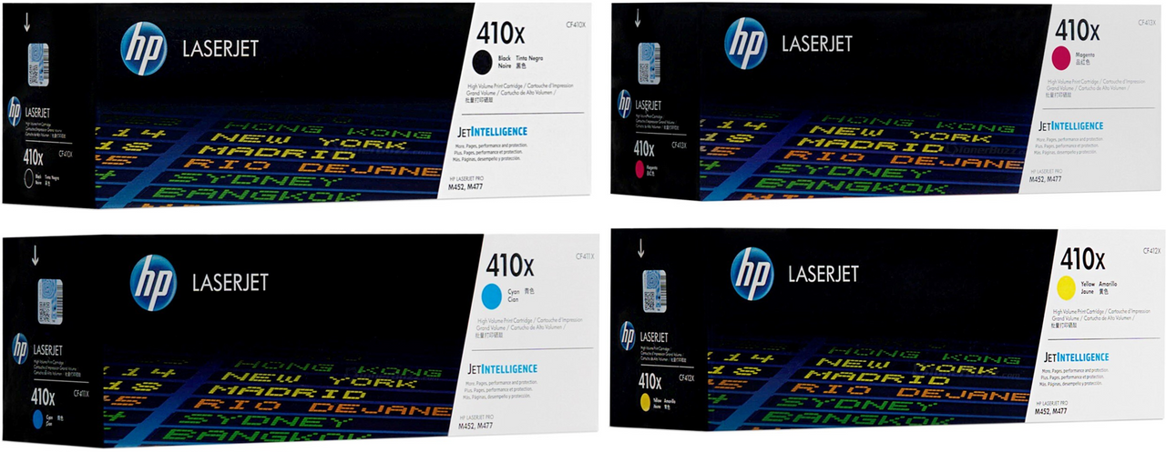 Original HP 410X LaserJet Toner Set (CF410X, CF411X, CF412X, CF413X ...
