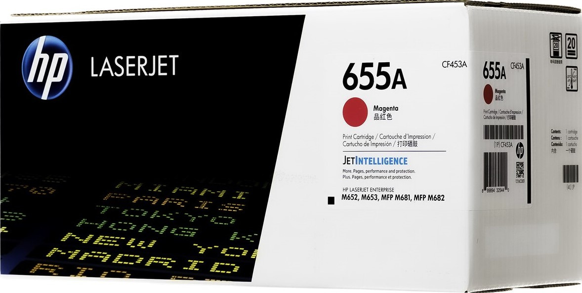 Original HP 655A Magenta LaserJet Toner Cartridge (CF453A)