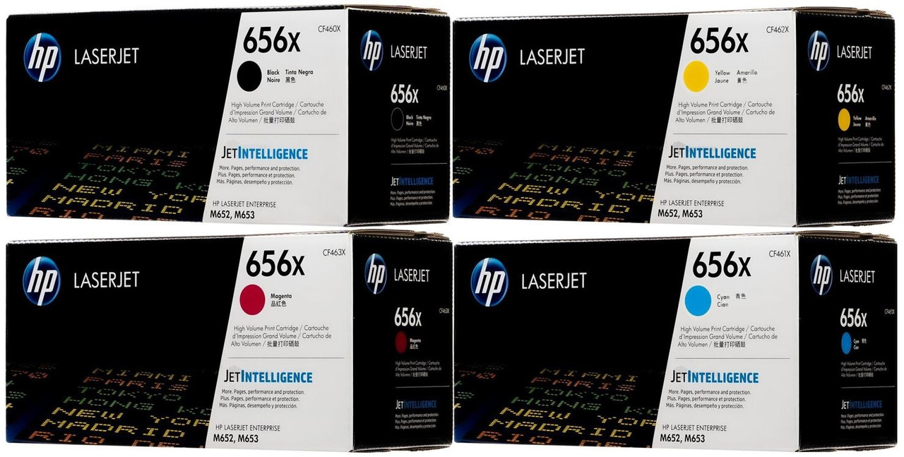 Original HP 656X LaserJet Toner Set (CF460X, CF461X, CF462X, CF463X ...