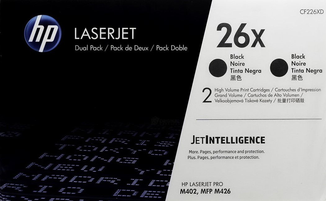 Original HP 26X (Dual Pack) Black High-Yield LaserJet Toner Cartridges ...