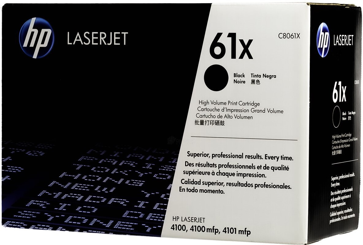 Original HP 61X Black High-Yield LaserJet Toner Cartridge (C8061X)