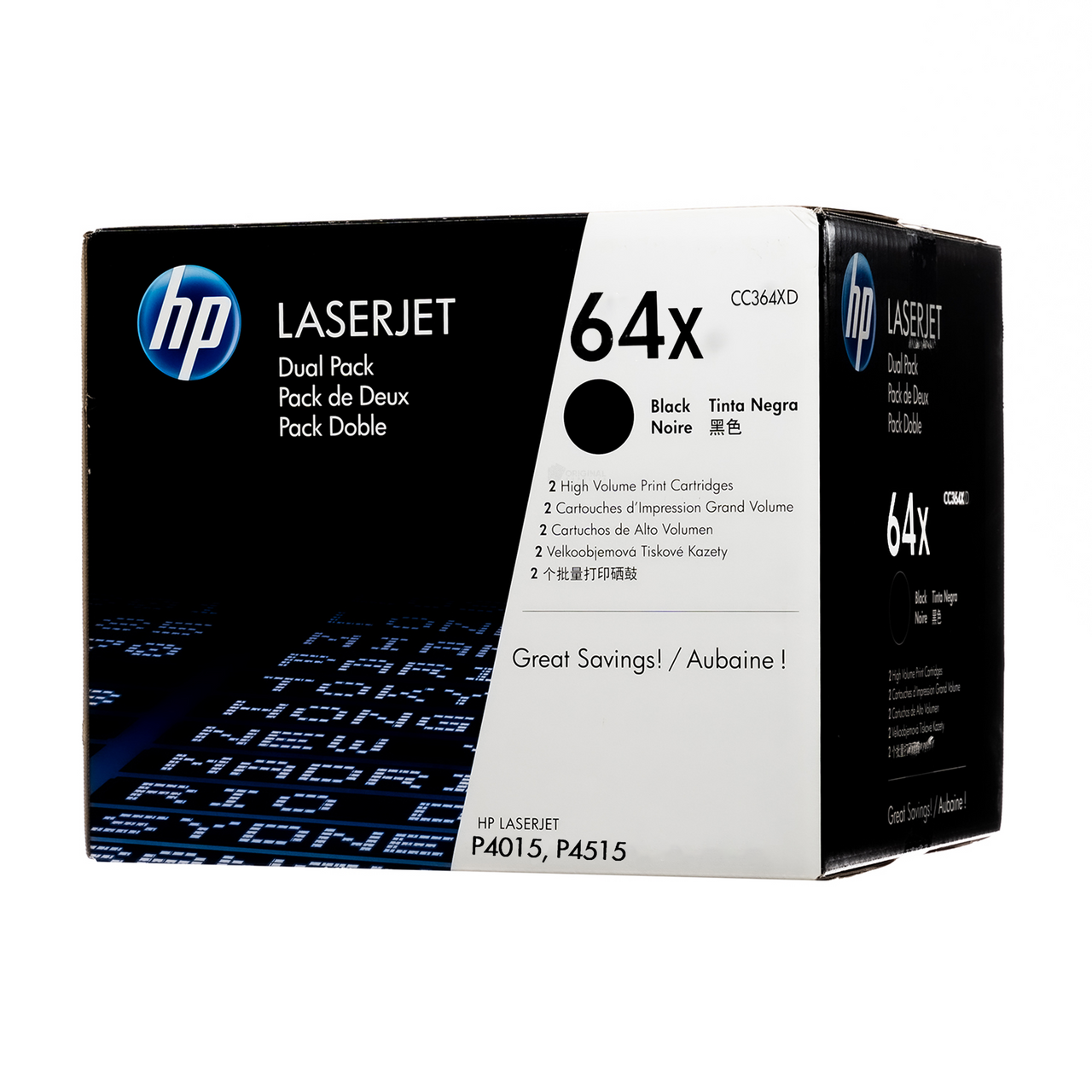 Original HP 64X (Dual Pack) Black High-Yield LaserJet Toner Cartridges ...