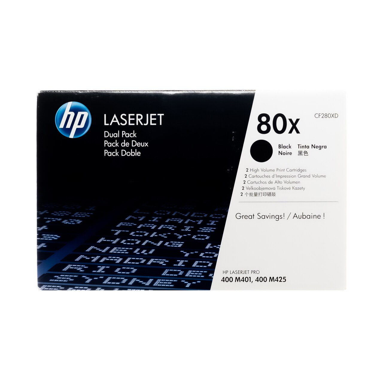 Original HP 80X (Dual Pack) Black High-Yield LaserJet Toner Cartridges ...