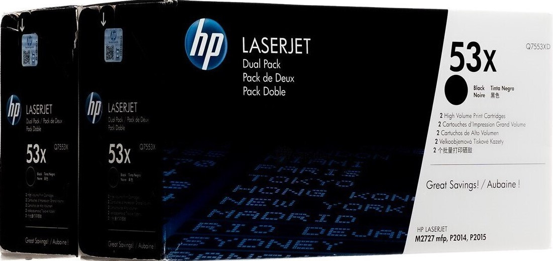 Original HP 53X (Dual Pack) Black High-Yield LaserJet Toner Cartridges ...