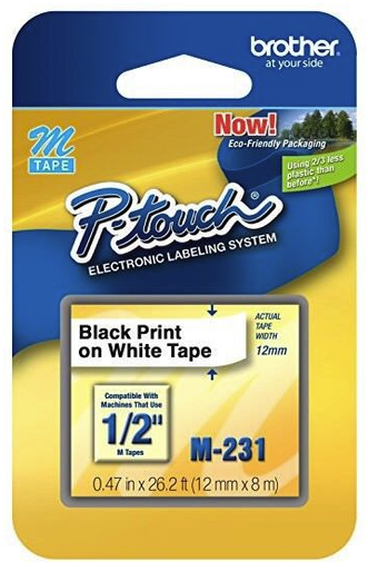 Original Brother M2-31 Black on White 1/2 Inch Tape (M231)