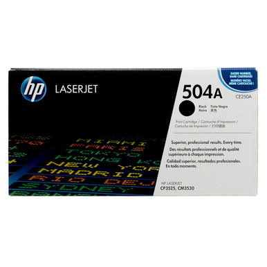 Original HP 504A Black LaserJet Toner Cartridge (CE250A)