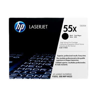 Original HP 55X Black High-Yield LaserJet Toner Cartridge (CE255X)
