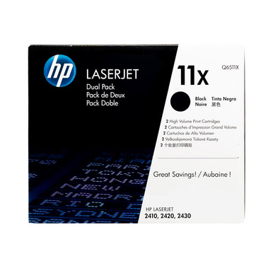 Original HP 11X (Dual Pack) Black High-Yield LaserJet Toner Cartridges ...