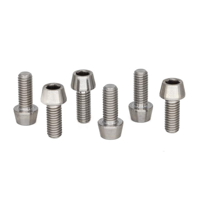 Titanium M6x15mm Tapered Allen Head Bolts, 6 PC