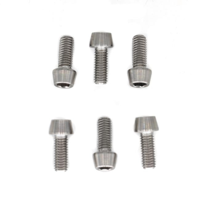 Titanium M6x15mm Tapered Allen Head Bolts, 6 PC