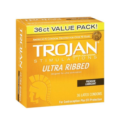 Trojan Stimulations Ultra Ribbed Lubricated Condoms 36ct box