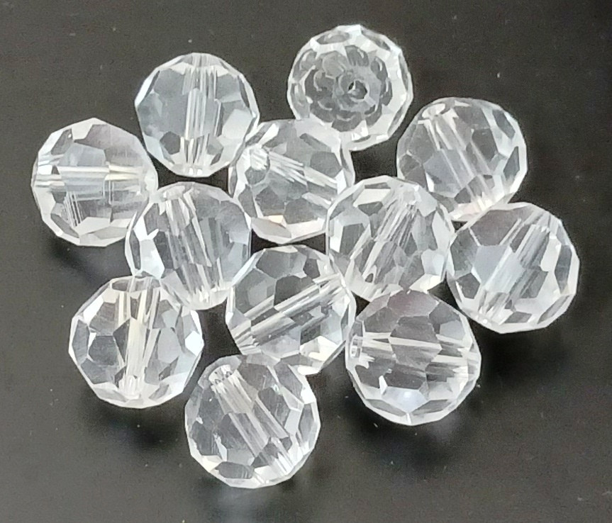 1 Strand of 10mm Glass Crystal Rounds - Crystal