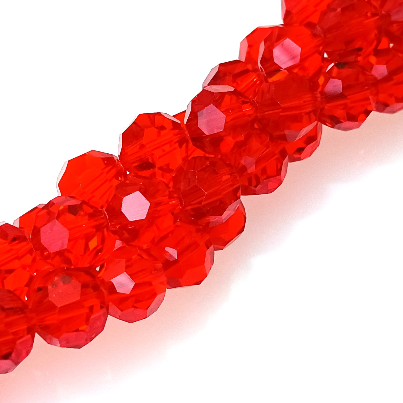 1 Strand Of Ruby Red 12mm Glass Crystal Rounds