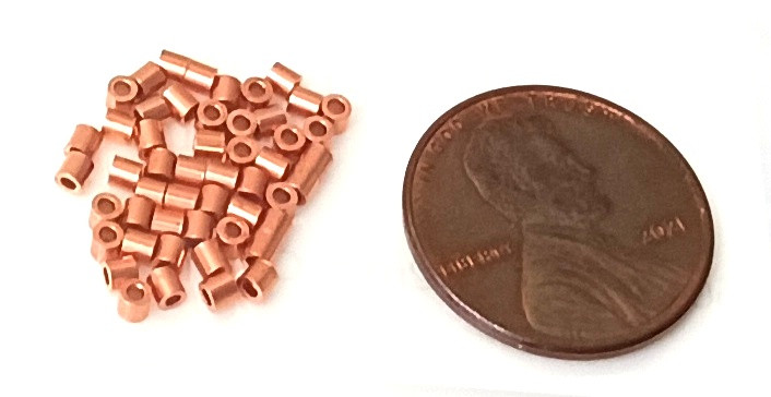 100 Copper-Plated 2mm Crimp Tubes