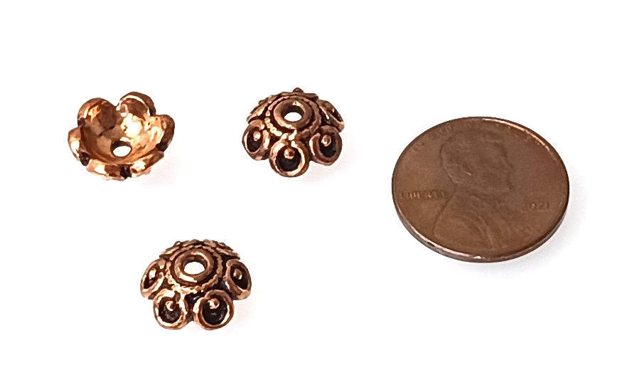 5 Copper 5x11mm 6-Loops Bead Caps