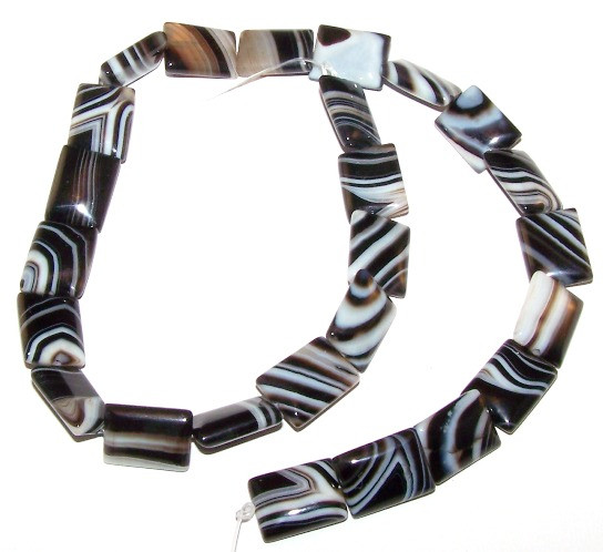 1 Strand of 12x16mm Puff Rectangle Semiprecious Gemstone Beads - Black ...