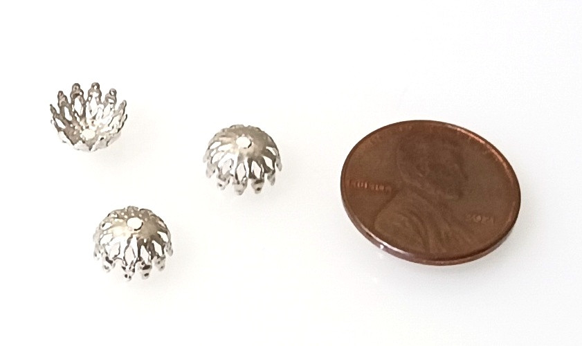 100 - 4x8mm Antique SP Filigree Bead Caps