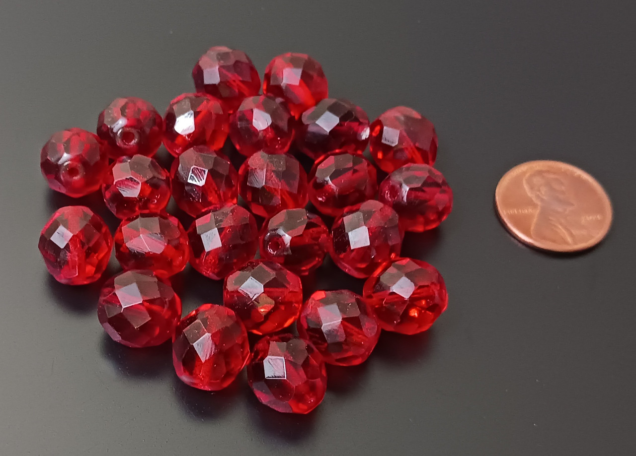 2 Dozen Czech 12mm Fire-Polished - Ruby Red