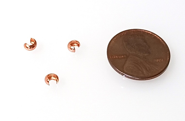 25 Copper 3mm Crimp Covers